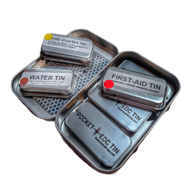 EDC Pocket Tin: Emergency Metal Can in Kydex Sheath with Survival Kit ...