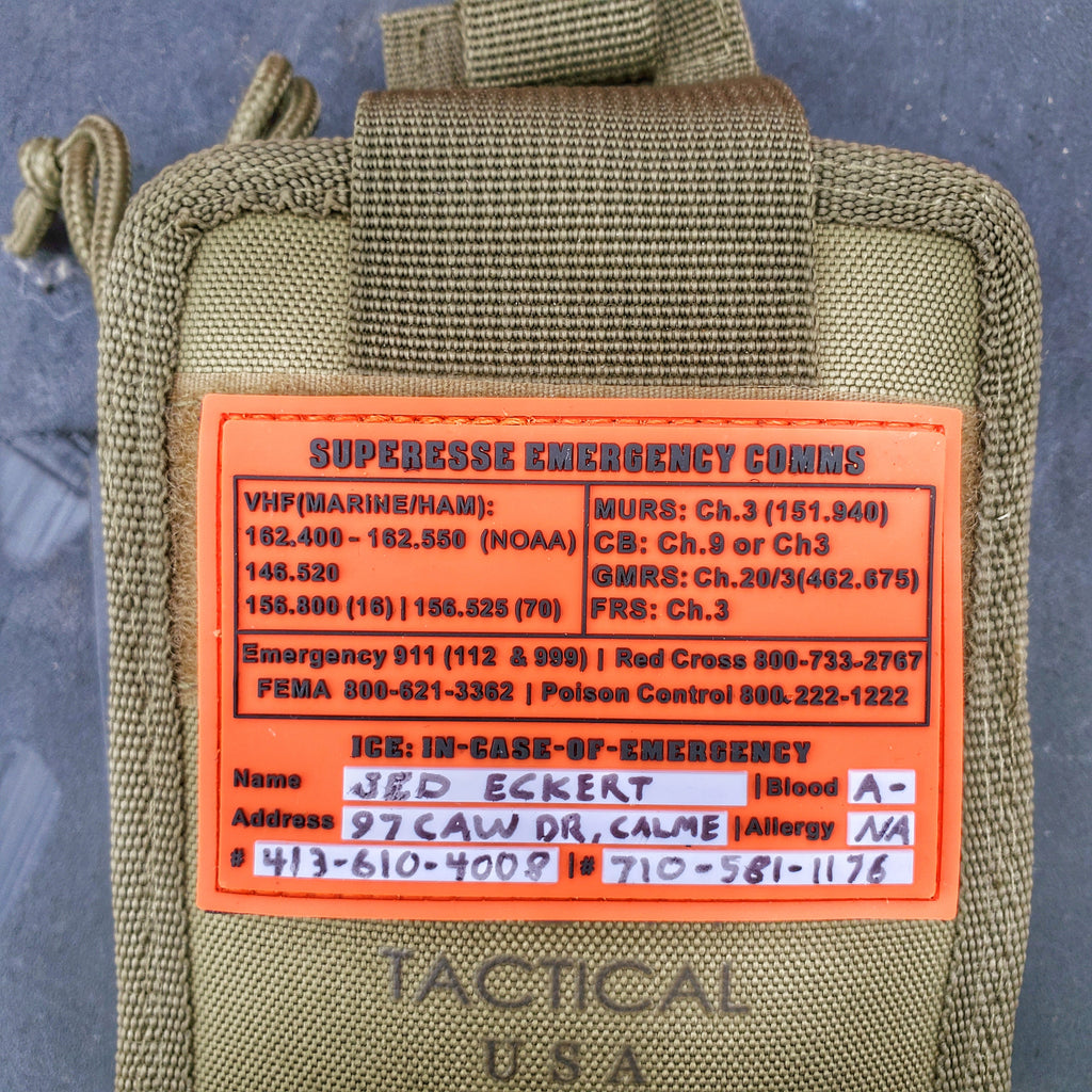 Storage Pocket Patch: Emergency Comms with Radio Frequency/Channel and ...