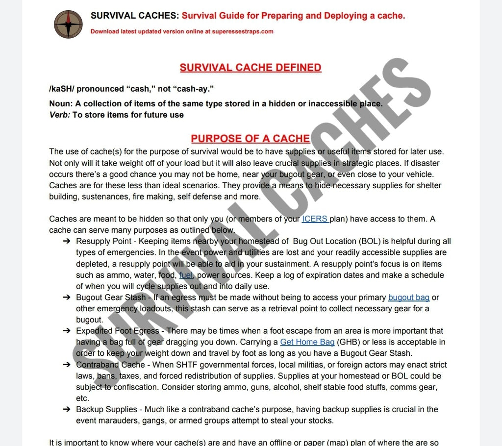 Survival Caches - SHTF Deployment Guide – Superesse Straps LLC