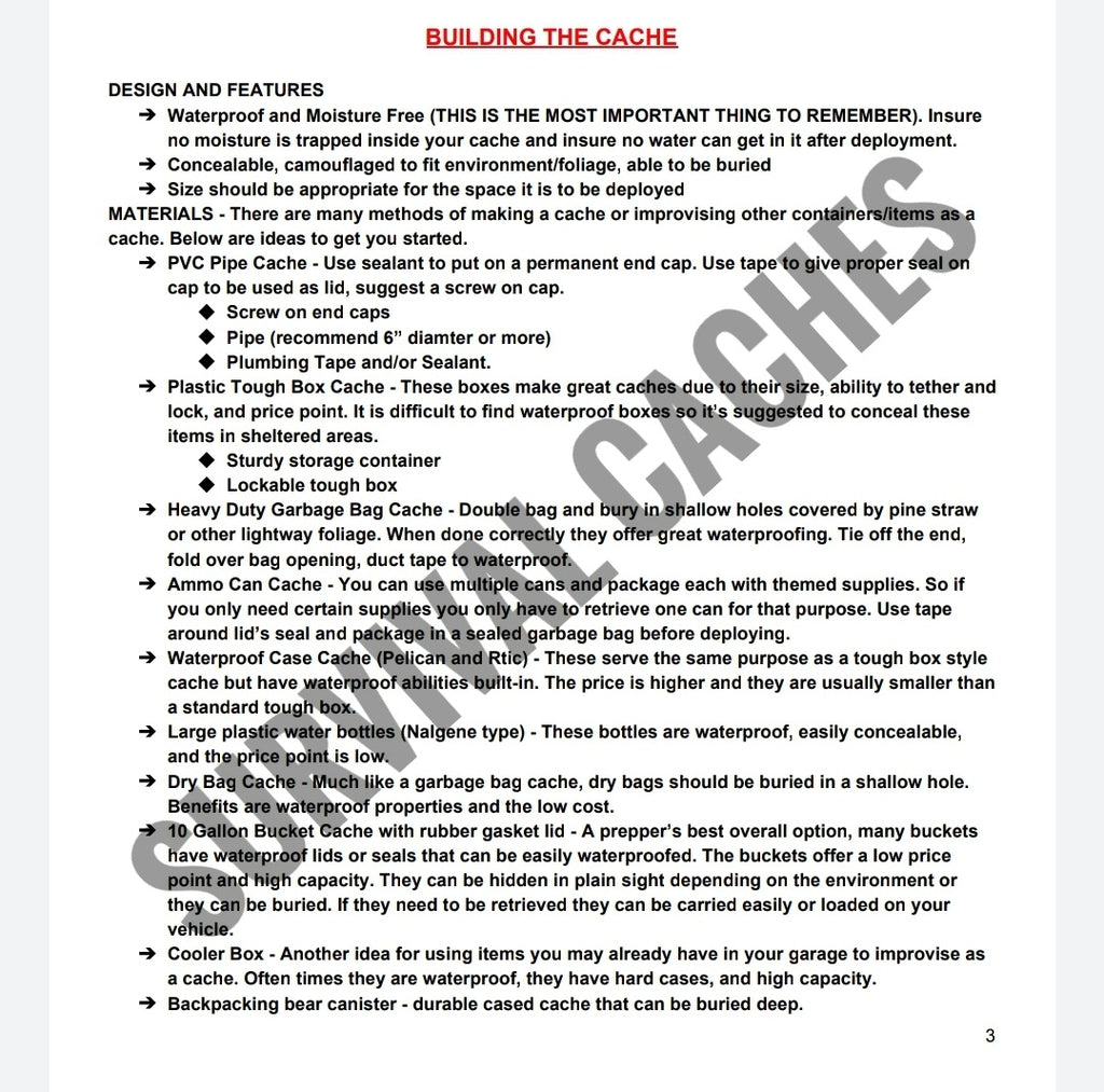 Survival Caches - SHTF Deployment Guide – Superesse Straps LLC