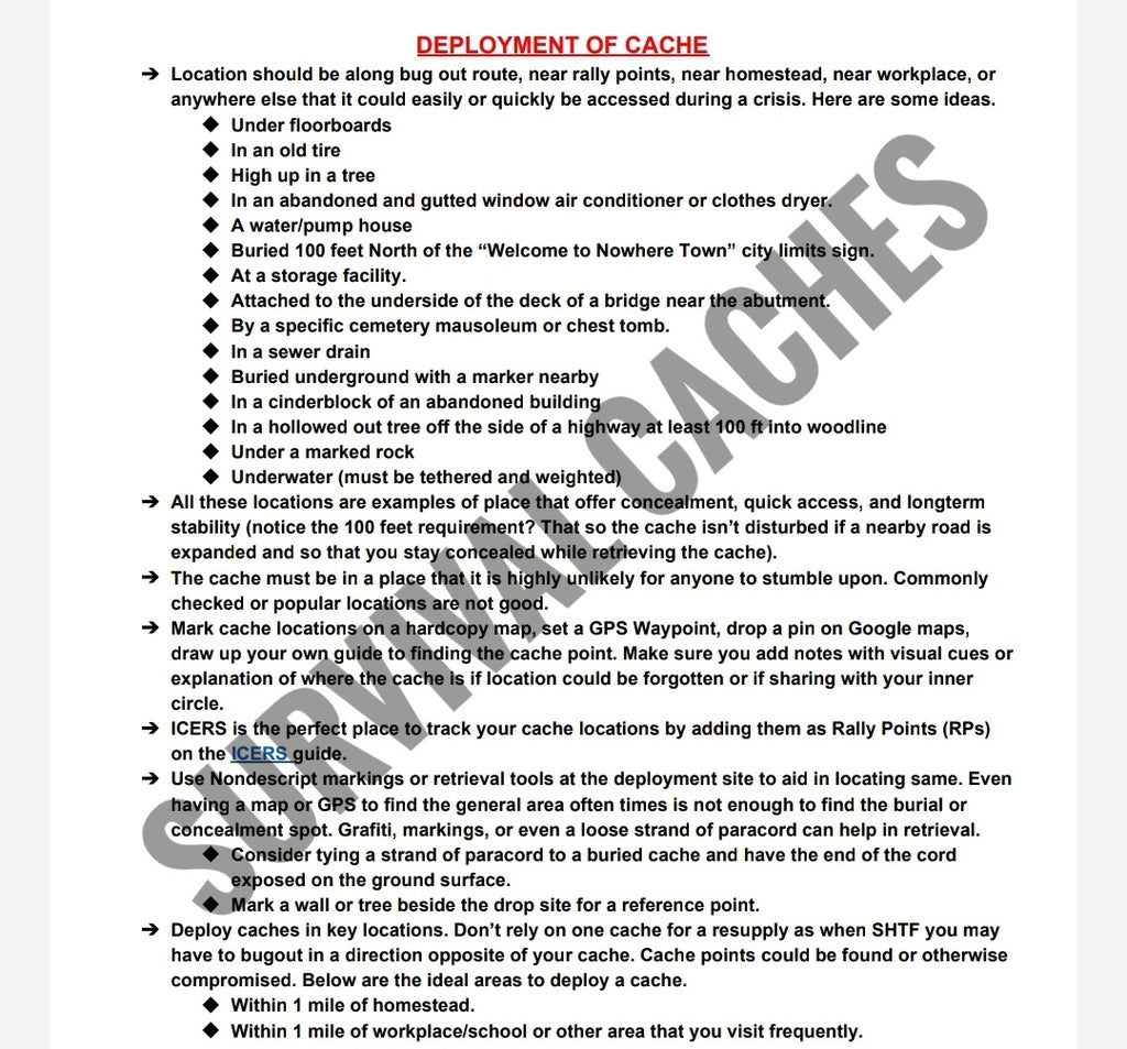 Survival Caches - SHTF Deployment & Logistics Guide [PDF] – Superesse ...